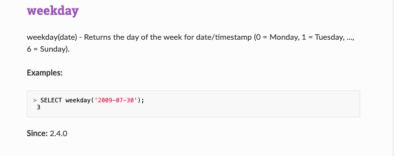 what is the difference between weekday and dayofwe... - Databricks ...