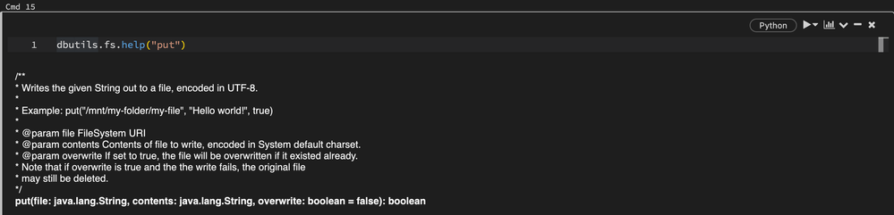 Solved: Disable dbutils.fs.put() write to console "Wrote x ...