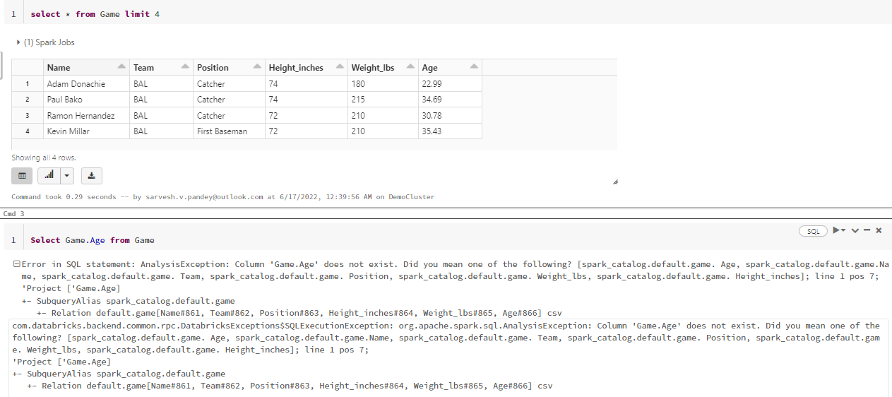 There is some issue in Column - Databricks Community - 17514