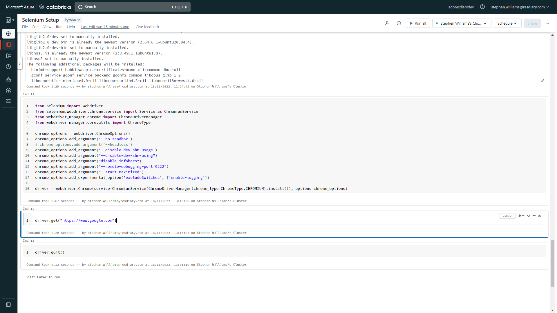 Selenium chrome driver on databricks driver On the... - Databricks Community - 23088