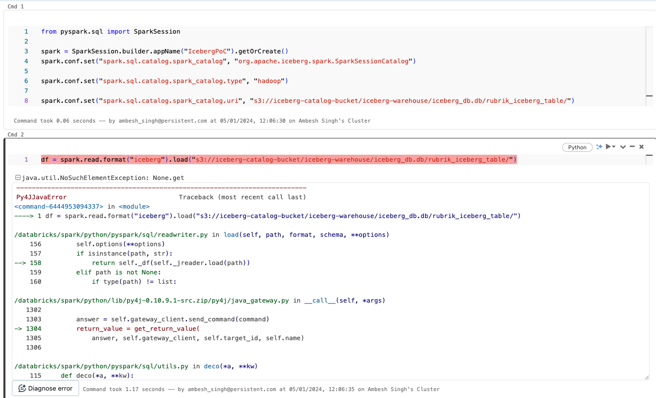 Reading Iceberg table present in S3 from databrick... - Databricks ...
