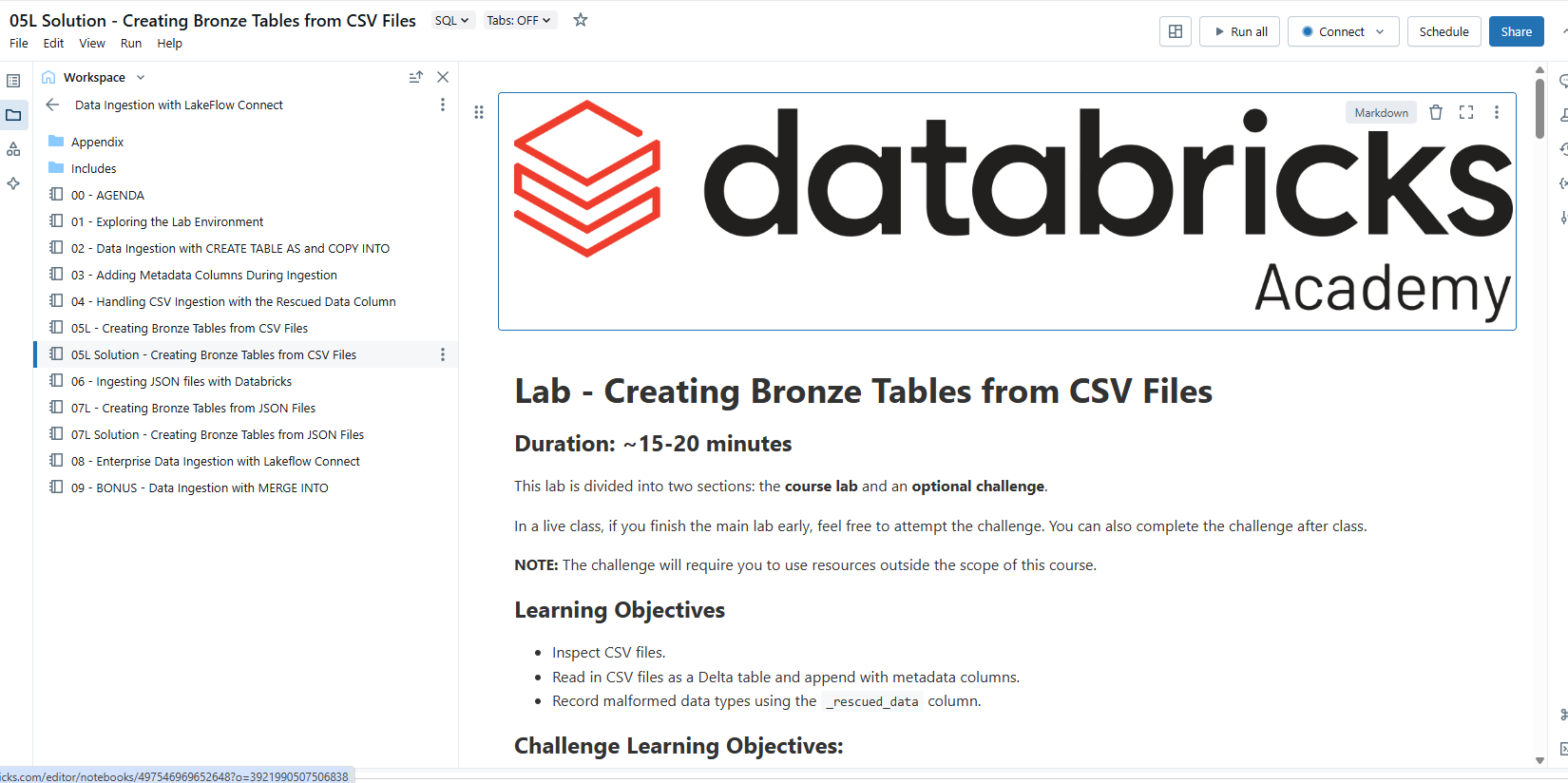 lab mismatch with the course - Databricks Community - 123223