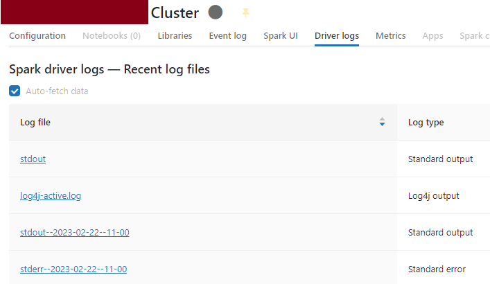 Solved: Databricks Cluster Logs, Where can I find table us... - Databricks Community - 8720