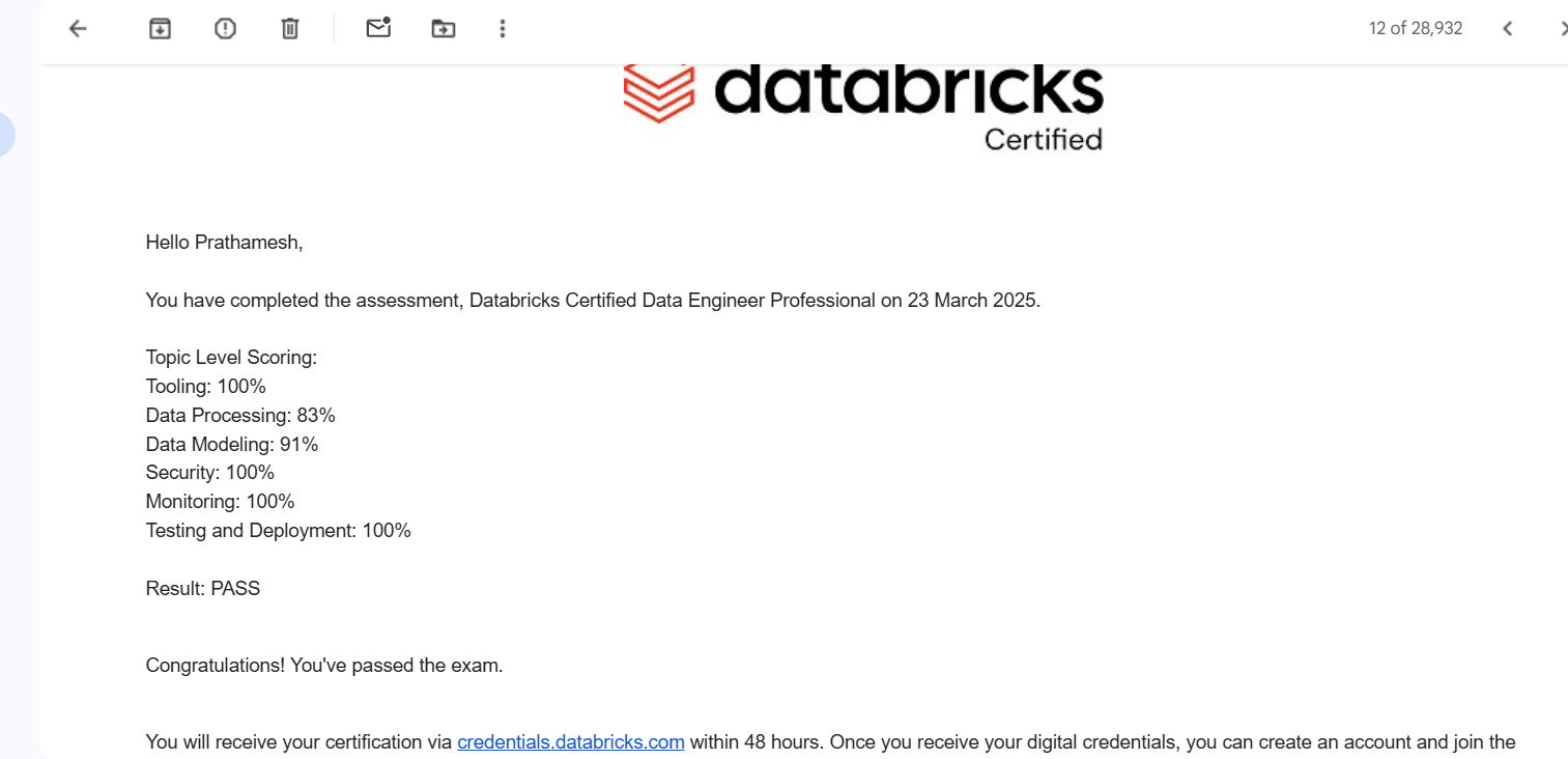 Databricks Certification Not Received - Databricks Community - 113373