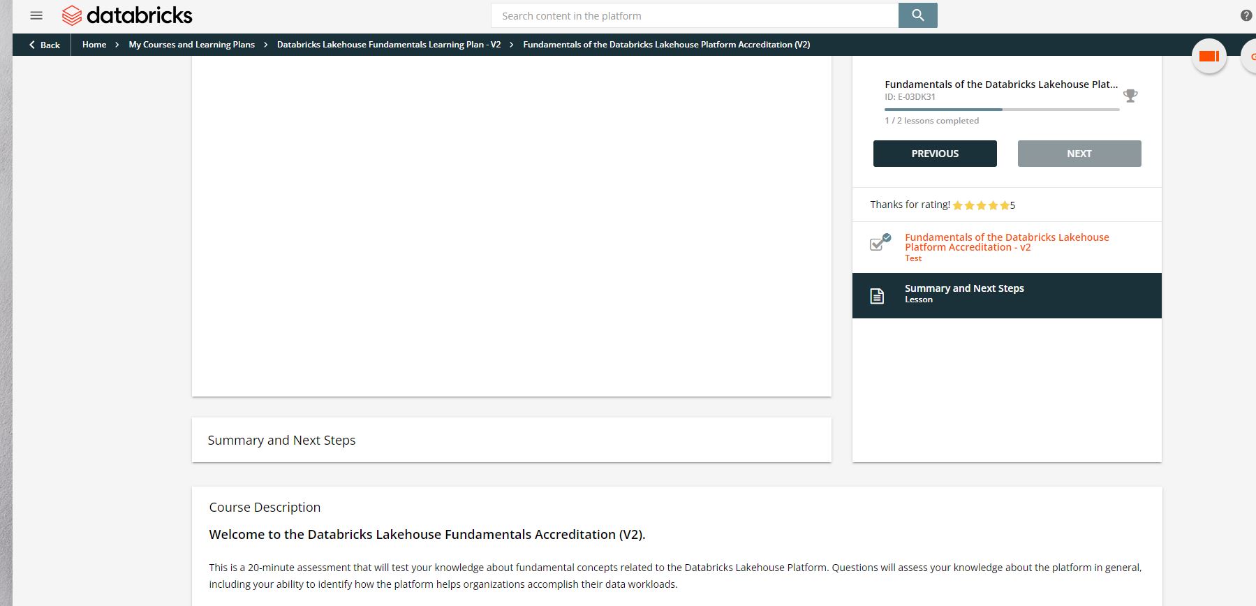 Can't complete courses - Databricks Community - 40029